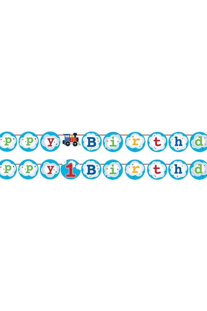 All Aboard Ribbon Banner Shaped, W/1st birthday attachment – Goparty ...