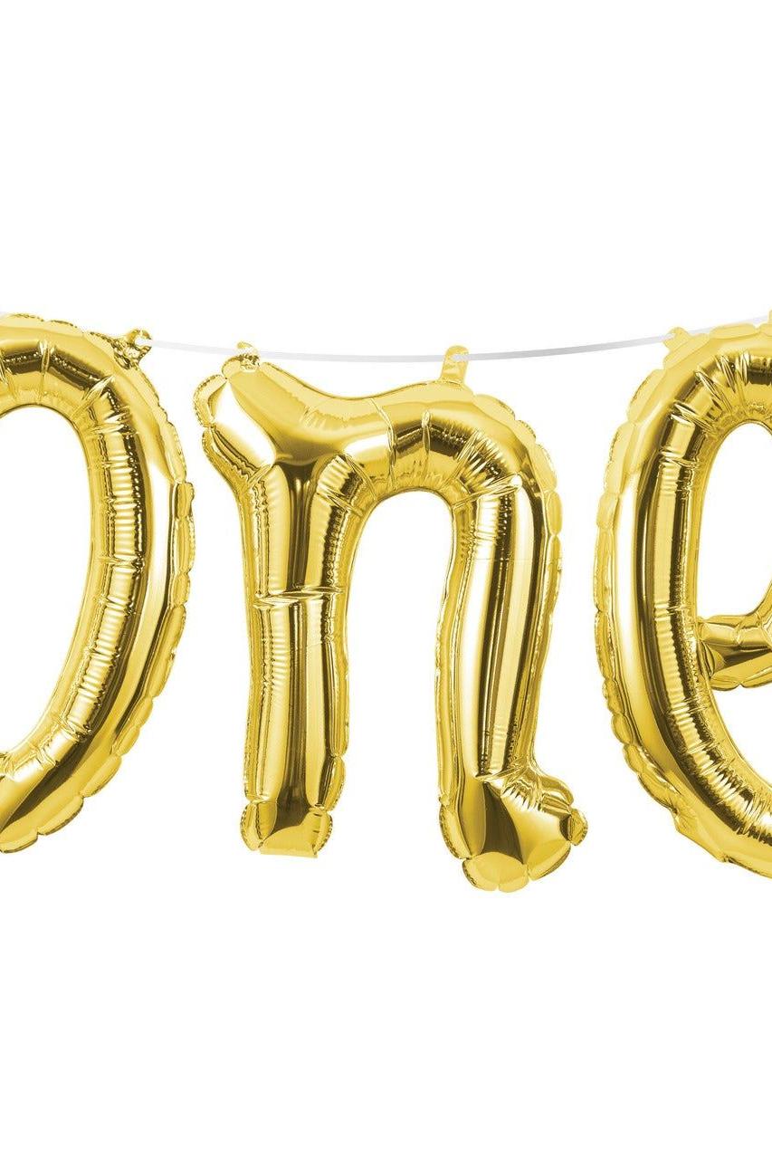 Balloon Banner Gold Word "One" – Goparty Decoration