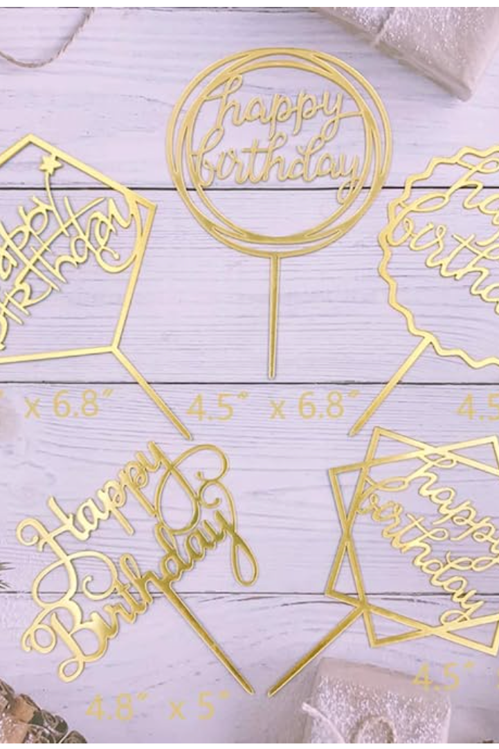 Gold Cake Topper Happy Birthday (1 count) – Goparty Decoration